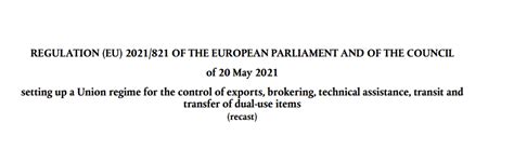 Publication Of The Recast Of The Eu Dual Use Regulation European