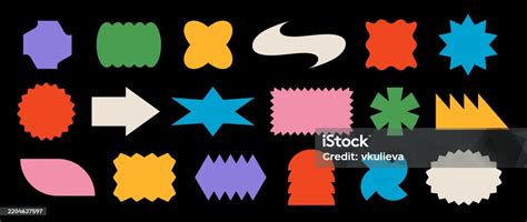 다른 스티커 모양 세트 추상적인 복고풍 팝 아트 테두리 요소 컬렉션 배지 태그 레이블 배너 포스터 디자인 기호 아이콘을 위한