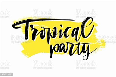 손으로 그려 레터링 여름 파티 열 대 파티와 휴가 서 비문입니다 벡터 일러스트 레이 션 검은색에 대한 스톡 벡터 아트 및 기타 이미지 검은색 고풍스런 그리기 Istock