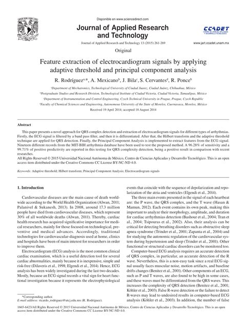 PDF Feature Extraction Of Electrocardiogram Signals By Applying Adaptive Threshold And