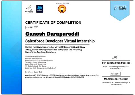 Ganesh Darapureddi On Linkedin Salesforce Certificateofcompletion