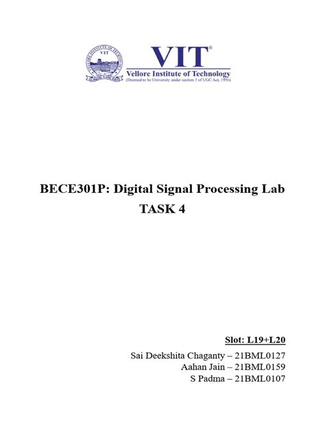 bece301p digital signal processing lab task 4 pdf filter signal