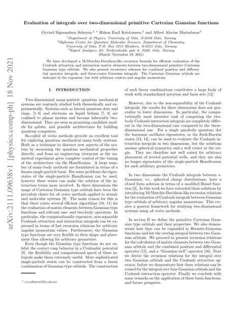 Pdf Evaluation Of Integrals Over Two Dimensional Primitive Cartesian