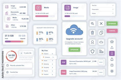 User Interface Elements Set For Cloud Technology Mobile App Kit