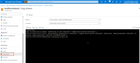 docker blank logs for azure app service in multi container