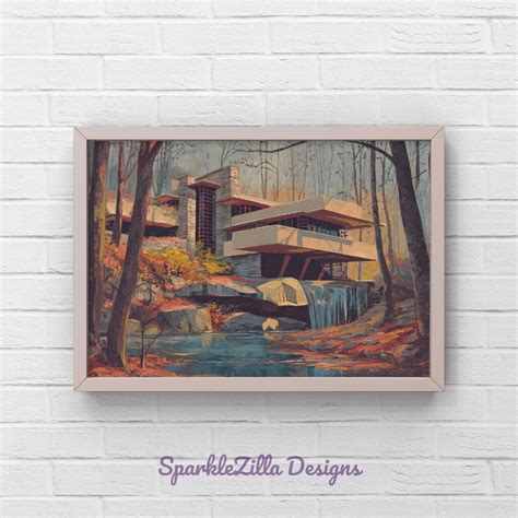 Midcentury Modern Frank Lloyd Wright Home Wall Art Autumn