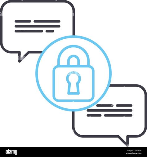 Encrypted Chat Line Icon Outline Symbol Vector Illustration Concept Sign Stock Vector Image