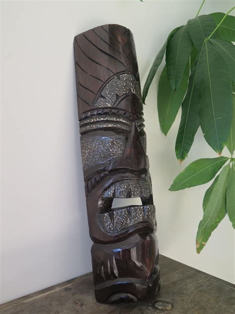 Hawaiian Islands Hand Made Carved Wooden 19 Tiki Mask Wall Decor
