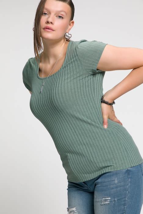 Slim Fit Rib Knit Tee Mint Green Ulla Popken