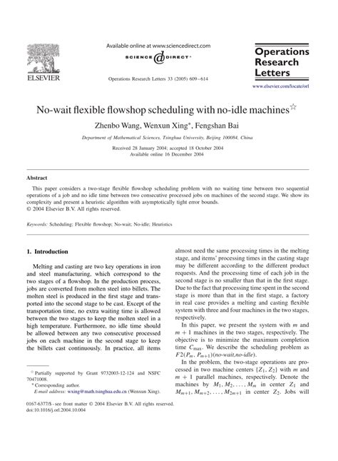 Pdf No Wait Flexible Flowshop Scheduling With No Idle Machines