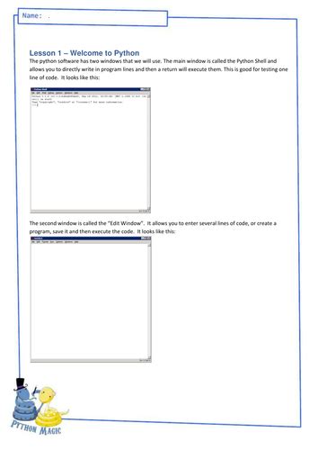 Ks3 Python Programming Lesson Task Resources Teaching Resources