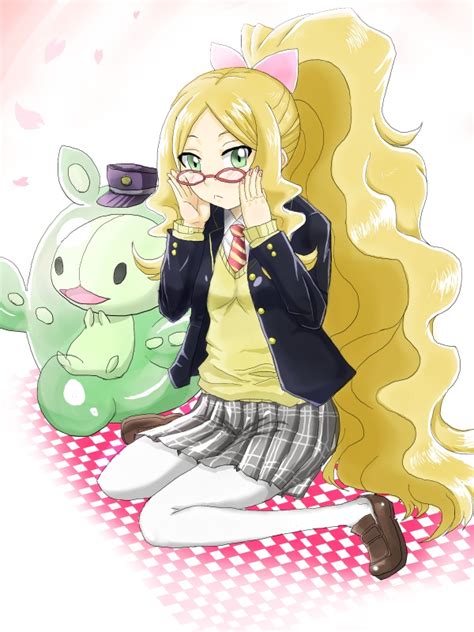 Safebooru Bespectacled Blonde Hair Cattleya Pokemon Glasses Green