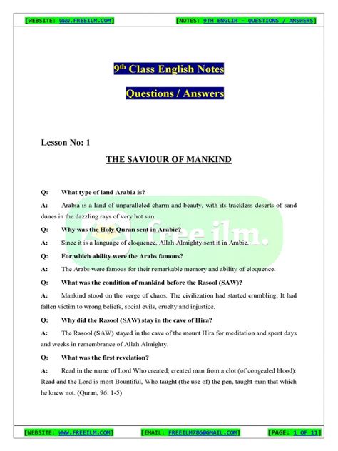 9th Eng Qns Ans Pdf
