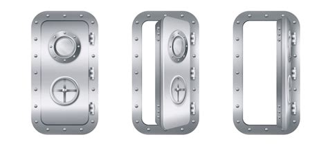 잠수함에 현 창 금속 문 무료 벡터