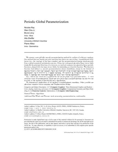 Periodic Global Parameterization Alice Loria