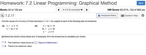 Solved Save Homework 72 Linear Programming Graphical