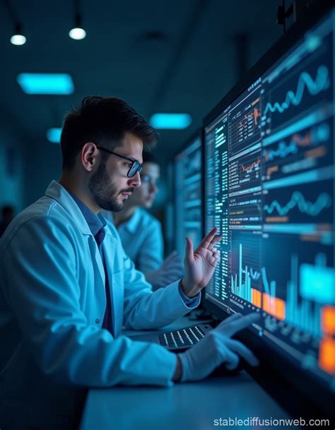 Bioinformatics Team Analyzing Complex Data Stable Diffusion Online