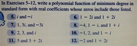 Solved In Exercises 5 12 Write A Polynomial Function Of