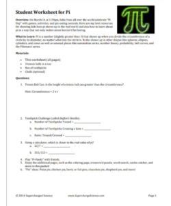 Pi Worksheet PDF Free Download PRINTABLE