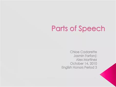 PPT Parts Of Speech PowerPoint Presentation Free Download ID