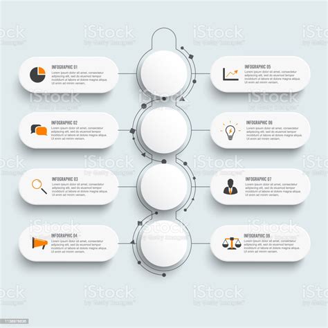 3d 종이 라벨 통합 서클이 있는 인포 그래픽 템플릿입니다 8 옵션 비즈니스 개념입니다 Ffor 워크플로우 레이아웃 인포 그래픽 다이어그램 숫자 웹 디자인 개념에 대한 스톡