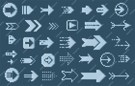 Premium Vector Pixeleted Retro Arrows 8 Bit Navigation Cursors Pixel