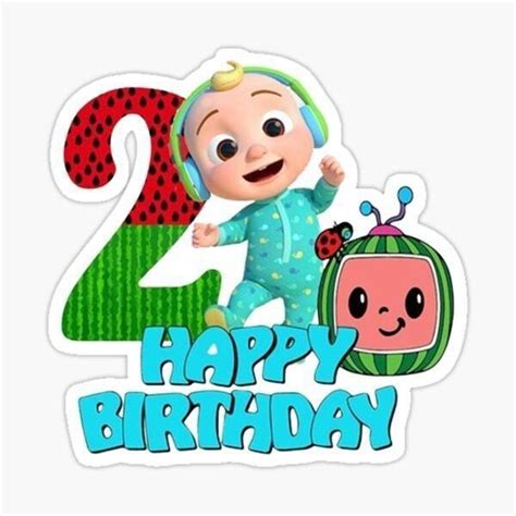 A Cartoon Character With The Number Two On Its Birthday Sticker