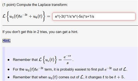 Solved 1 Point Compute The Laplace Transform
