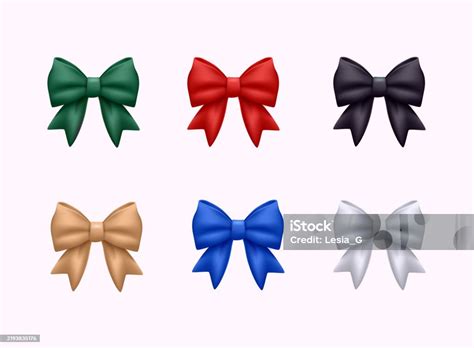 흰색에 고립 된 활 세트 파티 일러스트 레이 션 서프라이즈 축하 선물 생일 초대장을위한 다채로운 색상의 축제 템플릿 3d 웹 벡터 일러스트레이션 3차원 형태에 대한 스톡