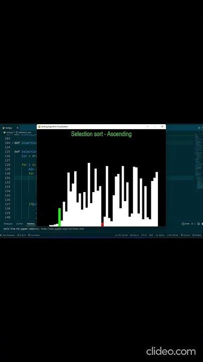 Selection Sort Visualisation Using Python Shorts Python Sortingalgorithms Youtube