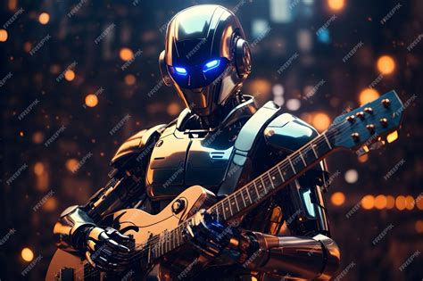 Premium Photo A Robot Playing A Guitar