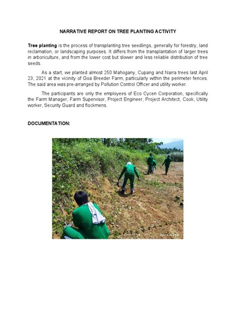 Narrative Report On Tree Planting Activity Pdf
