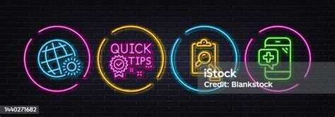 빠른 팁 세계 날씨 및 최소 선 아이콘 검사 웹 응용 프로그램 인쇄용 네온 레이저 3d 조명 벡터 0명에 대한 스톡 벡터 아트 및 기타 이미지 Istock