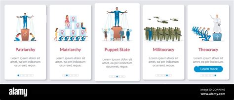Political Systems Metaphors Onboarding Mobile App Page Screen Vector Template Stock Vector Image