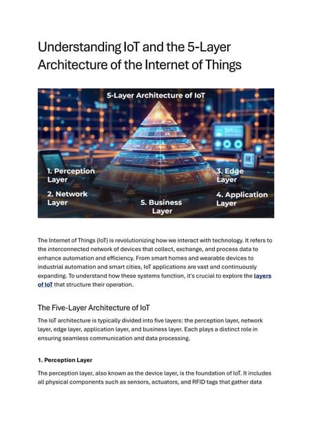 Understanding Iot And The 5 Layer Architecture Of The Internet Of