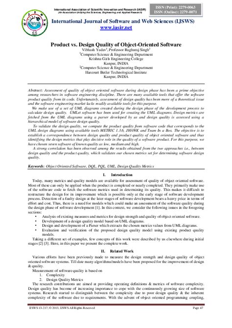 Pdf Product Vs Design Quality Of Object Oriented Software