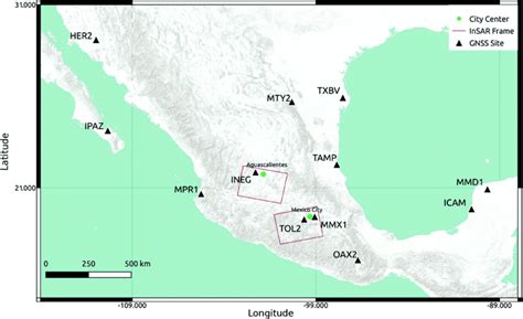 Gnss Stations And Insar Frames Used In The Analysis Download