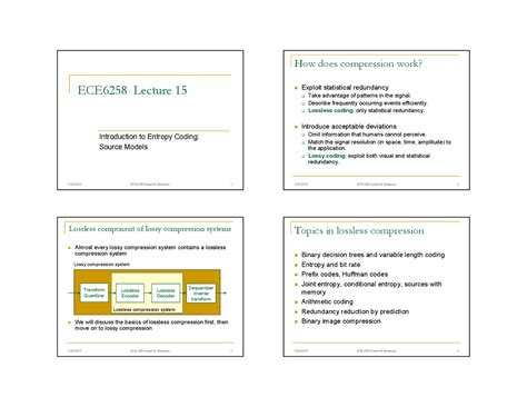 introduction to entropy coding source models slides ece 6258 docsity
