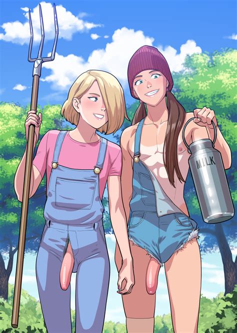 Rule 34 2boys Blonde Hair Caleb Dross Casual Clothing Crossover Effeminate Fanart Farmer