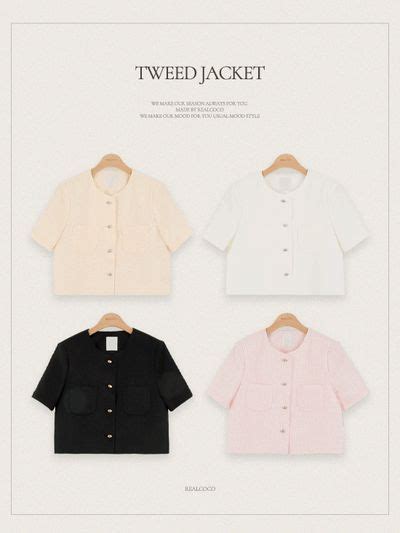 리얼코코 누적2천장 하객룩자체제작 이너프 트위드 자켓 4 Color 여름썸머반팔하객룩데일리룩출근룩데이트룩노카라숏크롭아우터워터밤페스티벌룩흠뻑쇼