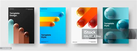 간단한 3d 공 핸드빌 컨셉 번들 놀라운 기업 브로셔 디자인 벡터 레이아웃 컬렉션 A4 용지에 대한 스톡 벡터 아트 및 기타