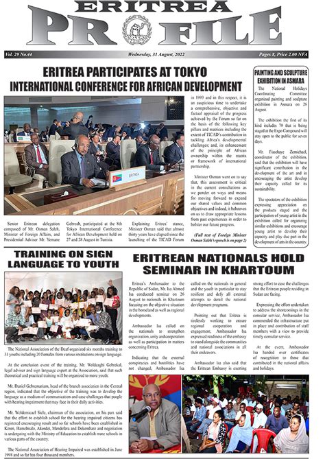 Eritrea Profile 31 August 2022 Eritrea Ministry Of Information