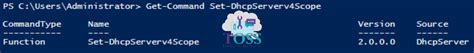set dhcpserverv4scope powershell cmdlets toss