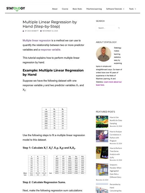 Multiple Linear Regression By Hand Step By Step Pdf Linear Regression Regression Analysis