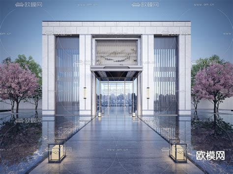 新中式小区大门 门头3d模型下载 Id12208048 3dmax免费模型 欧模网