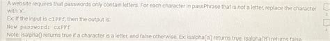 Solved A Website Requires That Passwords Only Contain