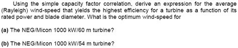 solved using the simple capacity factor correlation derive an