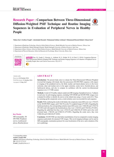 Pdf Comparison Between Three Dimensional Diffusion Weighted Psif
