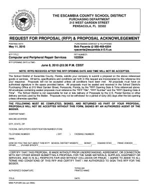 Fillable Online REQUEST FOR PROPOSAL RFP PROPOSAL Fax Email Print PdfFiller
