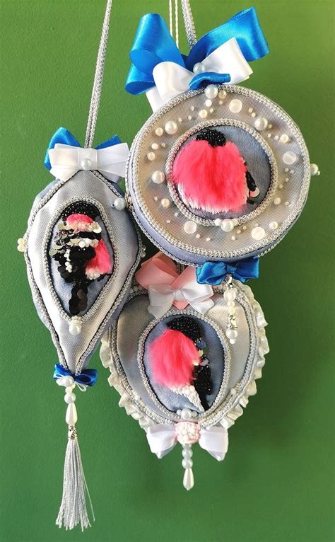 Мягкий набор ёлочных украшений ручной работы Снегири Christmas Tree Decorations Tree